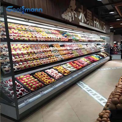 Tampilan Terbuka Chiller Buah Sayur Minuman Kabinet Freezer Lebar 1,25 ...