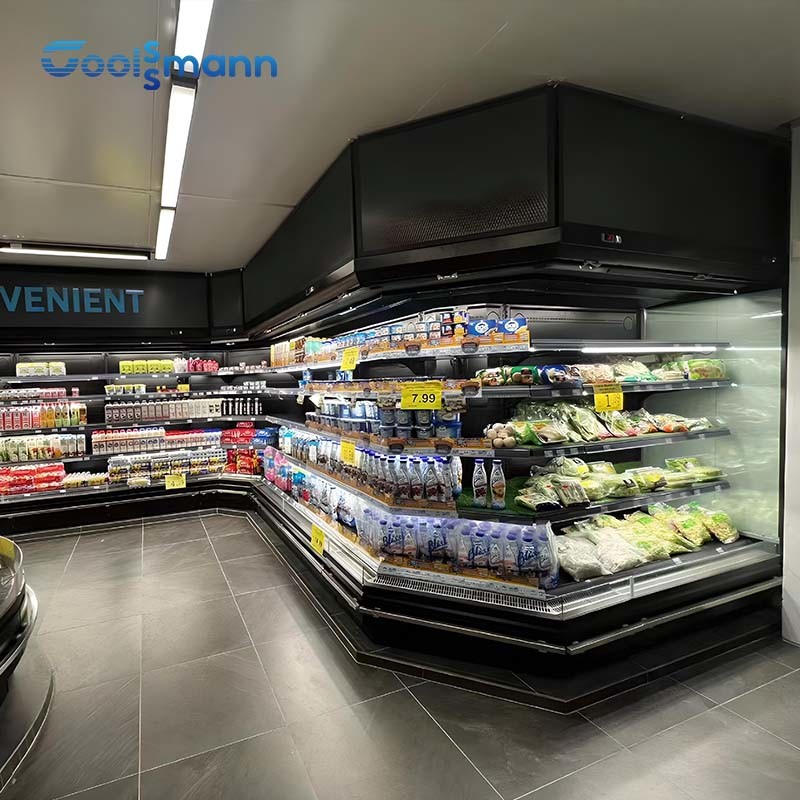 Supermarket Open Showcase Chiller Display Freezer Kabinet Sayuran Buah ...